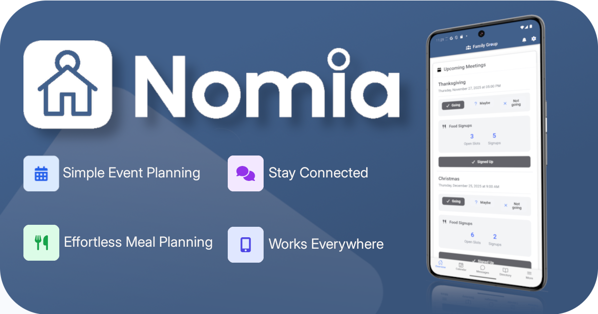 Nomia - Community Event & Meal Planner